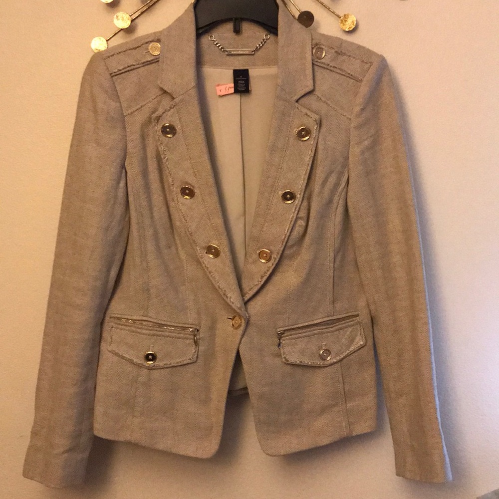 Herringbone Military Raw Edge Jacket - Gem